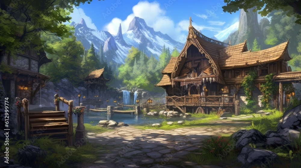 MMORPG game art environment Stock Illustration | Adobe Stock