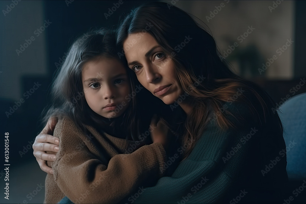 Sad, communication and a mother with a child for love, empathy and ...