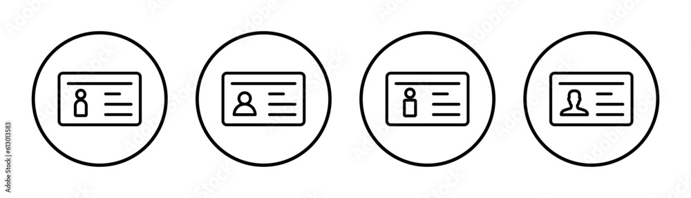 License icon set illustration. ID card icon. driver license, staff ...