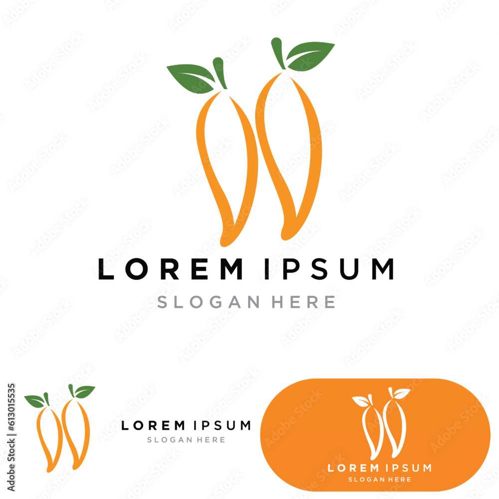 Mango fruit logo vector illustration design template. Mango in flat ...