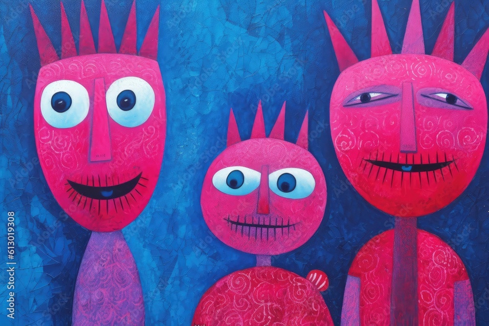 Portrait painting of funny characters representing cultural social and ...