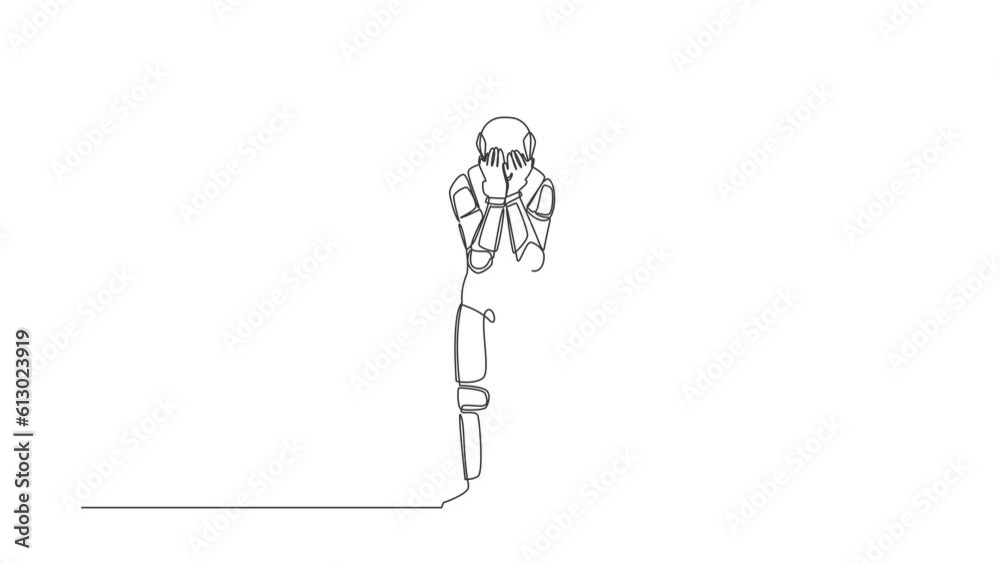 Vidéo Stock Animated self drawing of continuous line draw astronaut ...