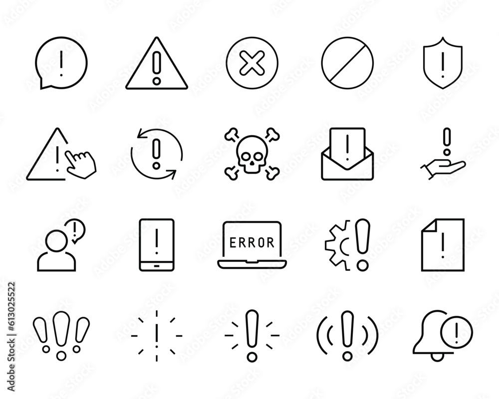 hazard warning, Danger risk caution road outline icon set, alert ...