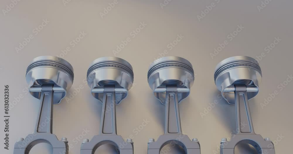 A video of pistons used as a component of reciprocating engines ...
