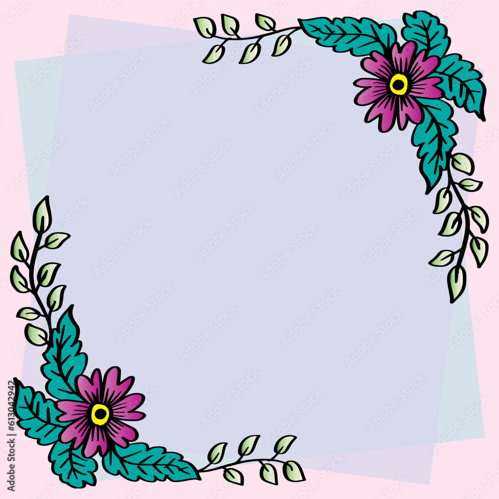 Hand drawing floral frame background Stock Vector | Adobe Stock
