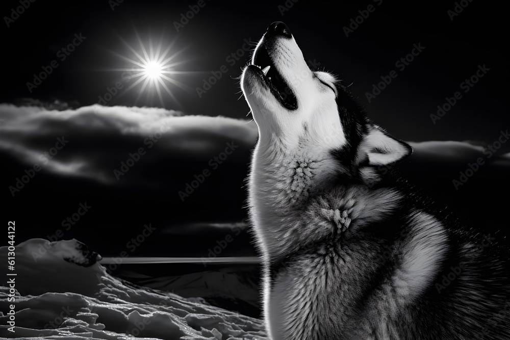 Photo & Art Print A hilarious husky howling at the moon with its tongue ...