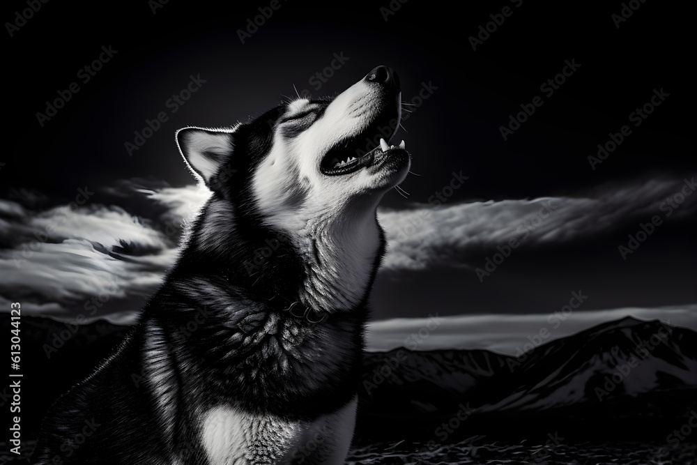 A hilarious husky howling at the moon with its tongue sticking out ...