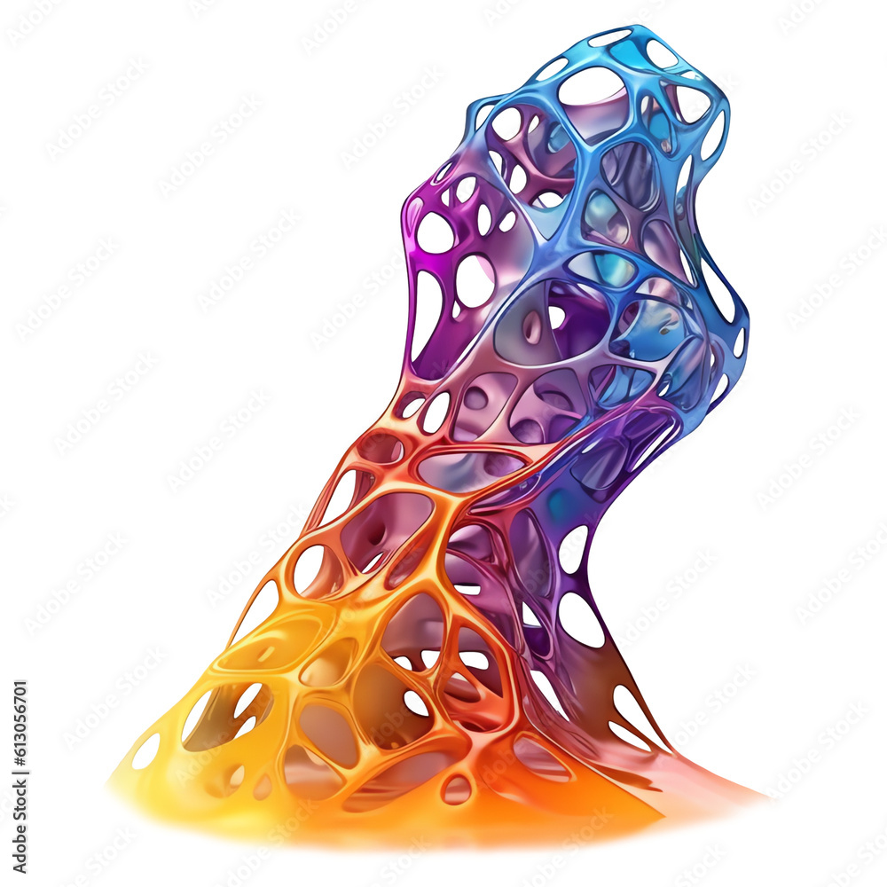 Abstract pillar structure emerging from surface in the colors of yellow ...