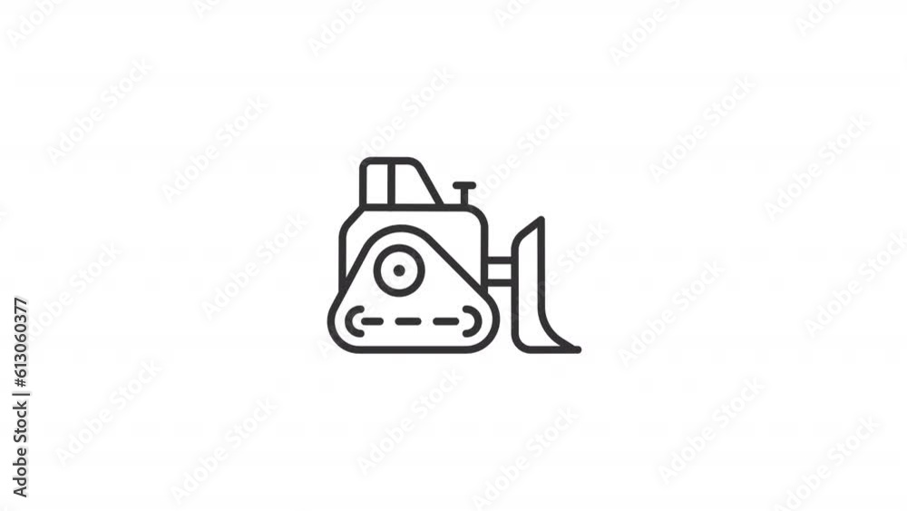 Animated crawler dozer line icon. Bulldozer working animation ...
