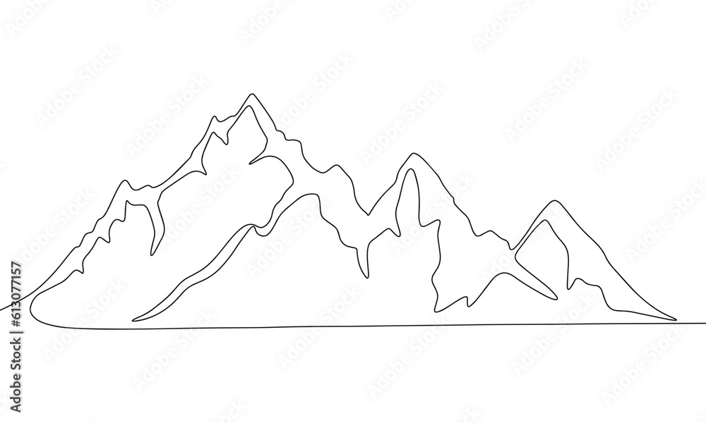 Continuous line drawing of mountains. Vector illustration as line art ...