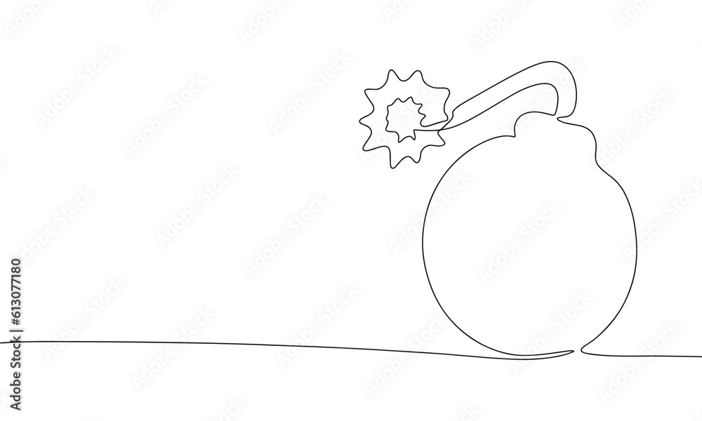 Continuous line drawing of bomb. Vector illustration as line art ...