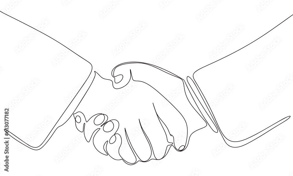 Continuous line drawing of handshake businessman. Vector illustration ...