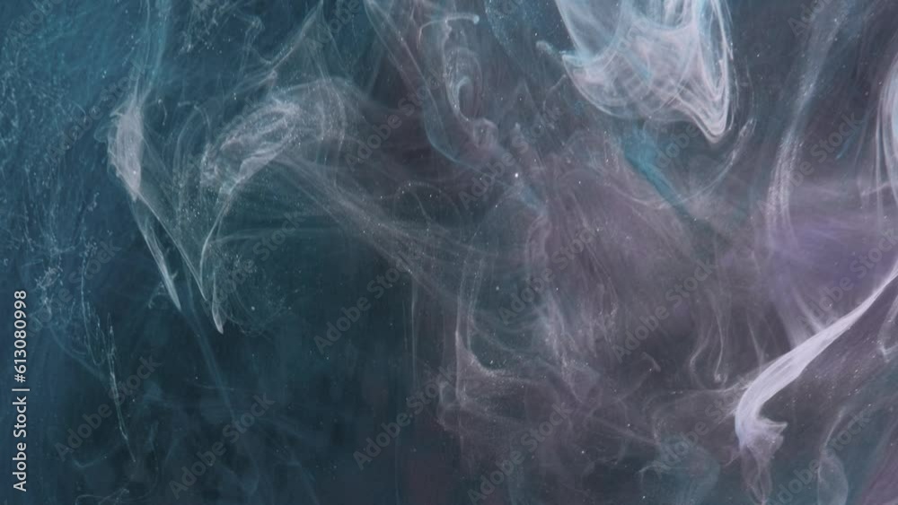 Mist flow. Ink water. Magic fume. Smoke spreading. Blue purple color ...
