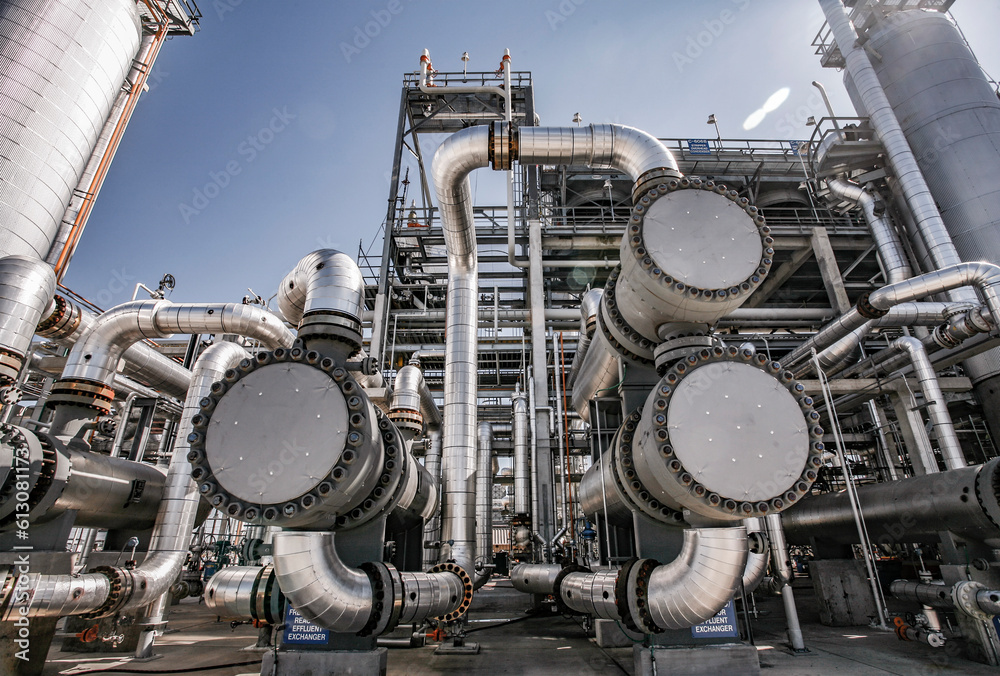 Refinery components inside a refinery Stock Photo | Adobe Stock