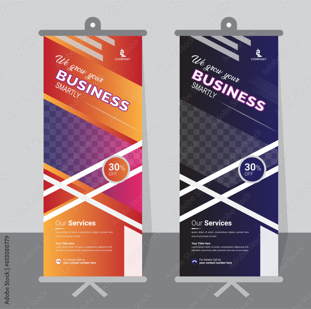 Business roll up banner design, Modern roll up banner design template, Roll up banner design of ...