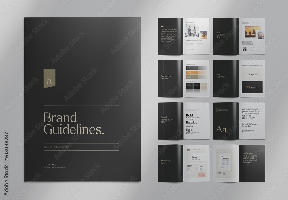 Brand Manual Layout Design Template with Brawn Color Accent Stock ...