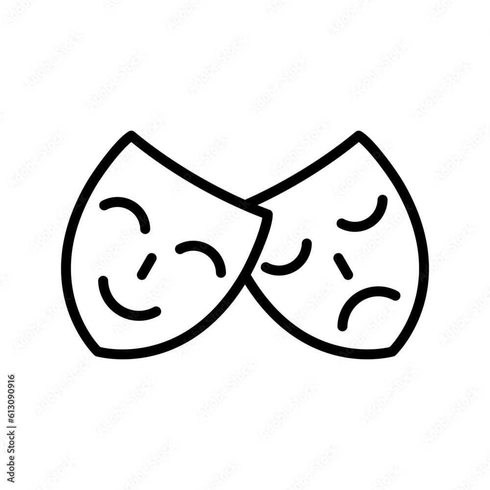 Theater Mask Outline Icon Vector Illustration Stock Vector | Adobe Stock