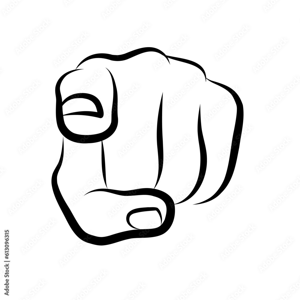 Pointing hand vector illustration black hand drawing sketch graphic ...