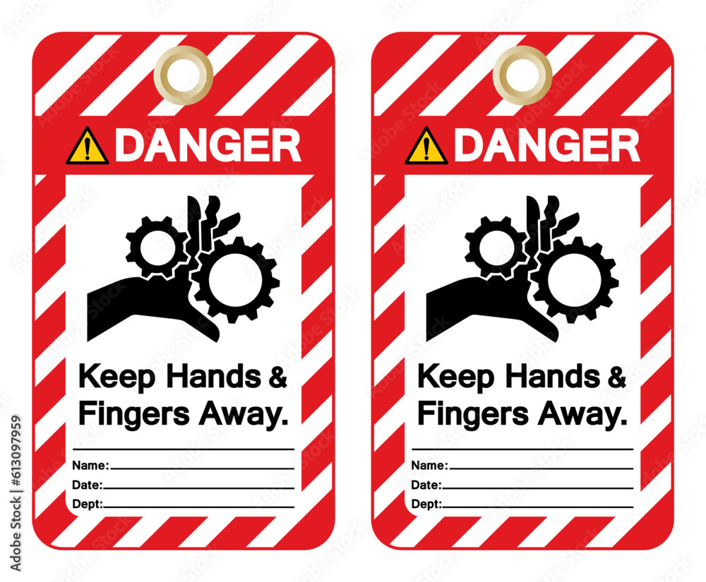 Danger Keep Hands & Fingers Away Tag Label Symbol Sign, Vector ...