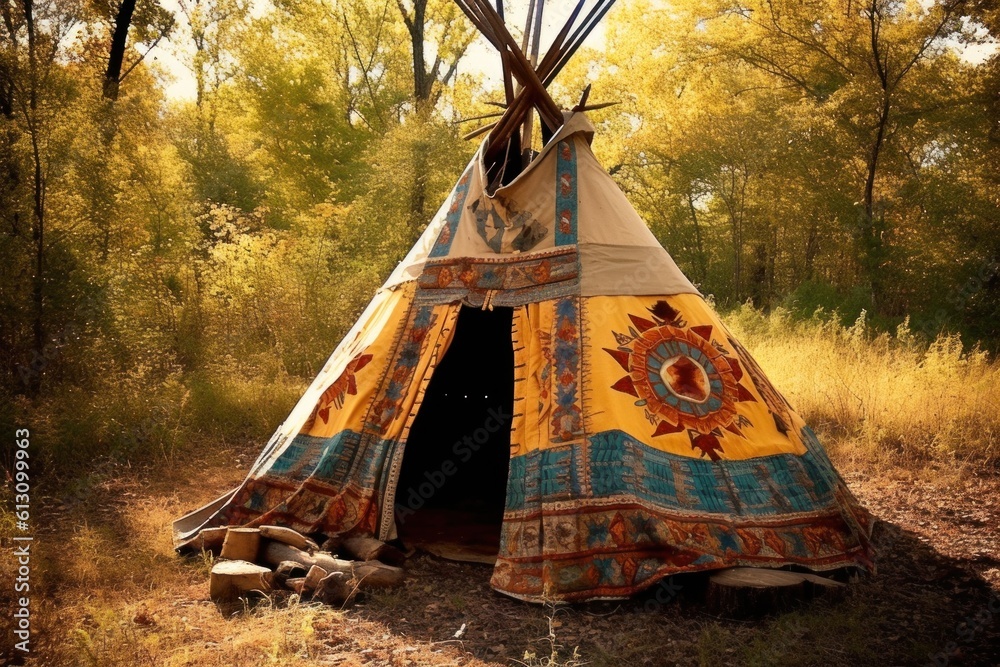 Native american tent in the park. hiking in national parks ...