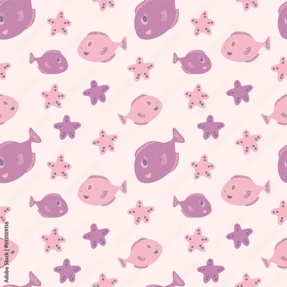 Cute fish. Kids background. Seamless pattern. Creative kids texture for ...