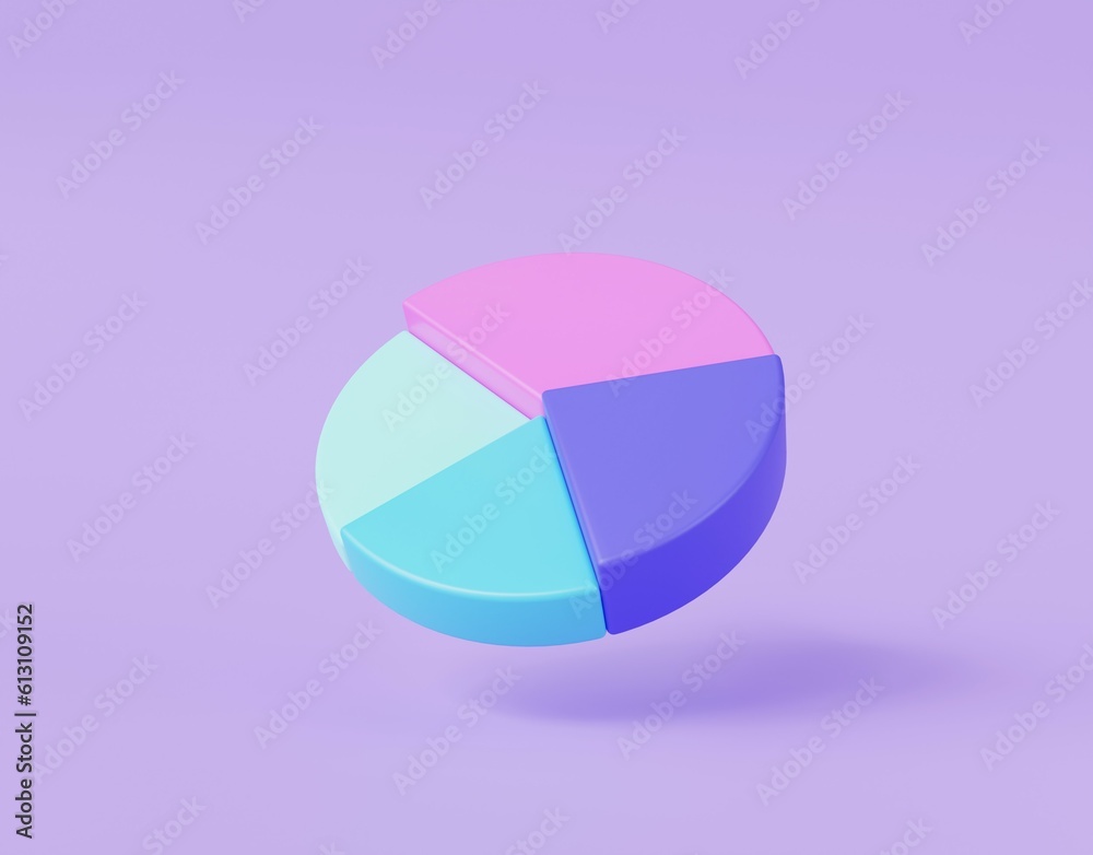 3d pie chart.Donut chart icon on purple background.business and finance ...