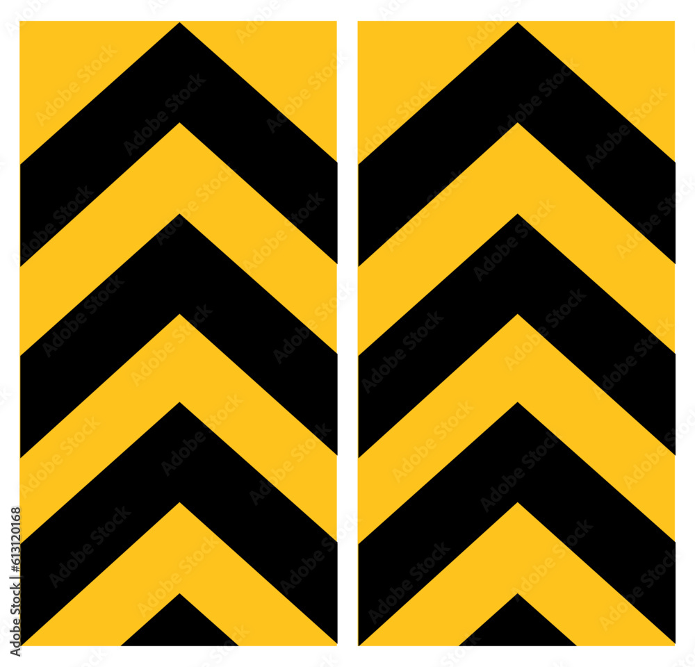 Traffic warning sign two set. Black and yellow lines on sign, Vector ...