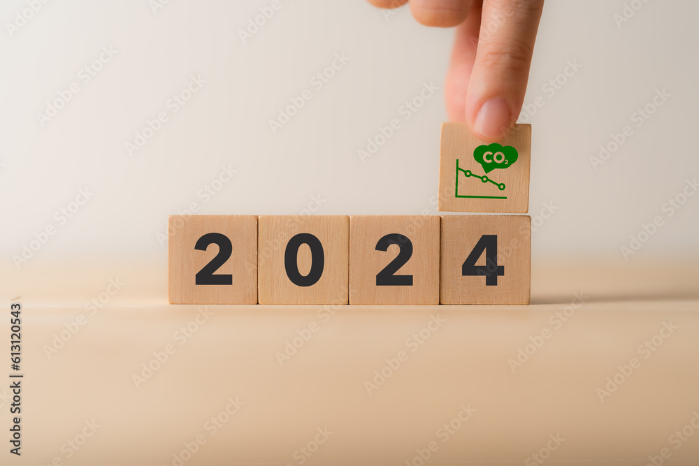 Reducing carbon emissions target in 2024. Green business, enviromental ...