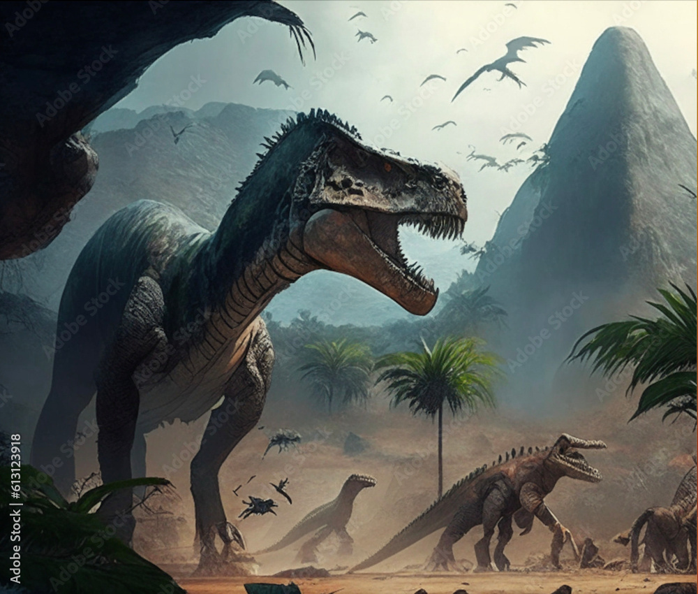 An alternate history setting where dinosaurs still roam the Earth ...