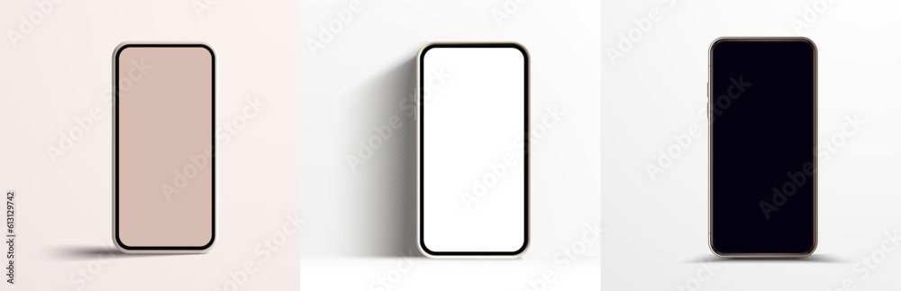 High quality realistic trendy no frame smartphone with blank white ...