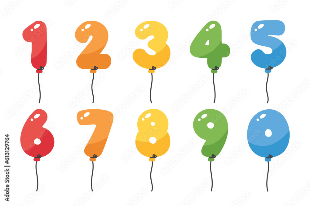 Colorful and playful number shaped balloons for kids, from zero to nine ...
