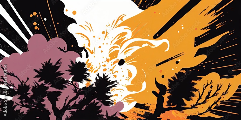 Graphical wilderness-themed design Aggressive summer design with a ...