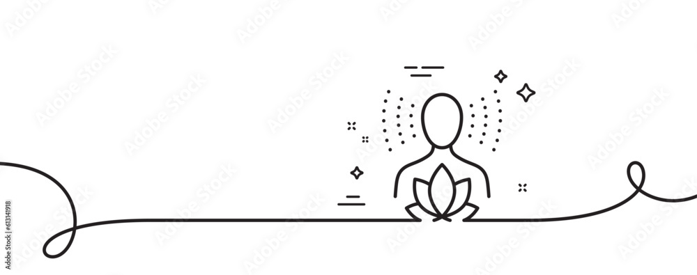 Yoga balance line icon. Continuous one line with curl. Meditation lotus ...