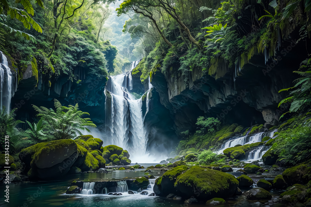 Majestic waterfall in a remote jungle: waterfall, jungle, nature ...
