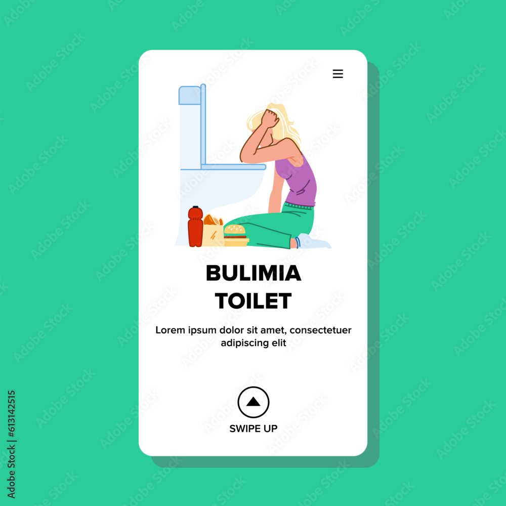 bulimia toilet vector. food illness, health sick, problem vomiting ...
