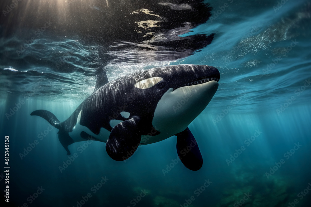 Hyper realistic under water photograph of an orca. AI generative Stock ...