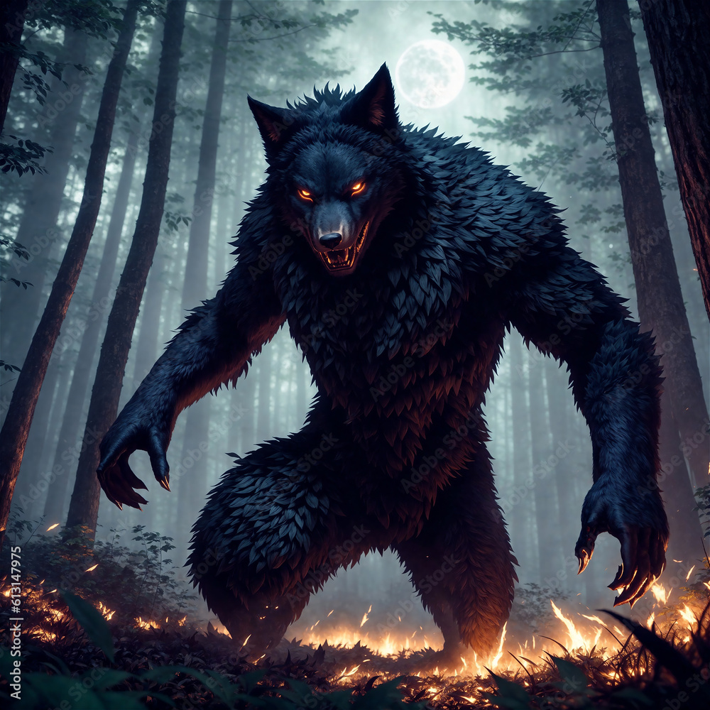 A werewolf out of hell high fantasy artwork created with Generative AI ...