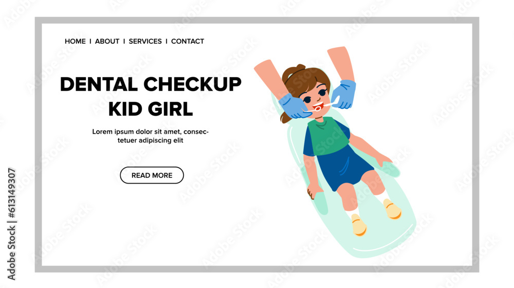 dental checkup kid girl vector. child dentistry, treatment hygiene ...