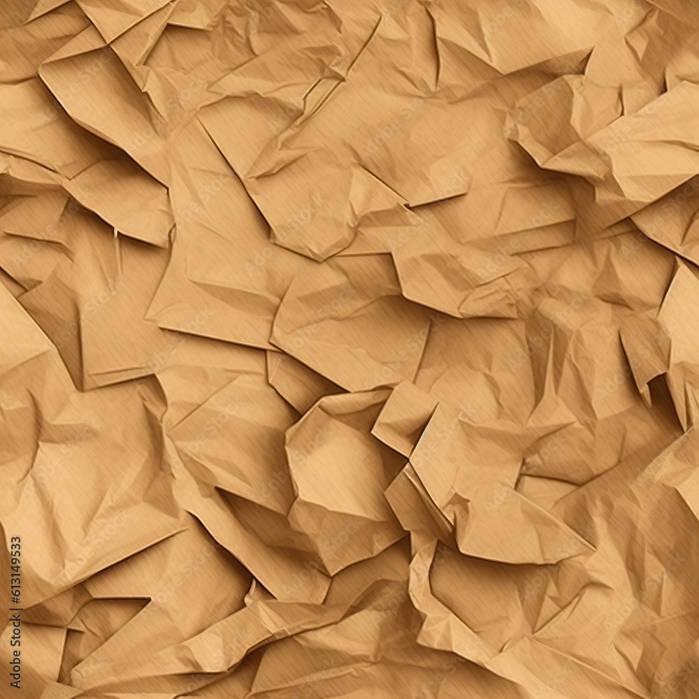 Crumpled paper background. Brown crumpled paper texture. AI generated ...