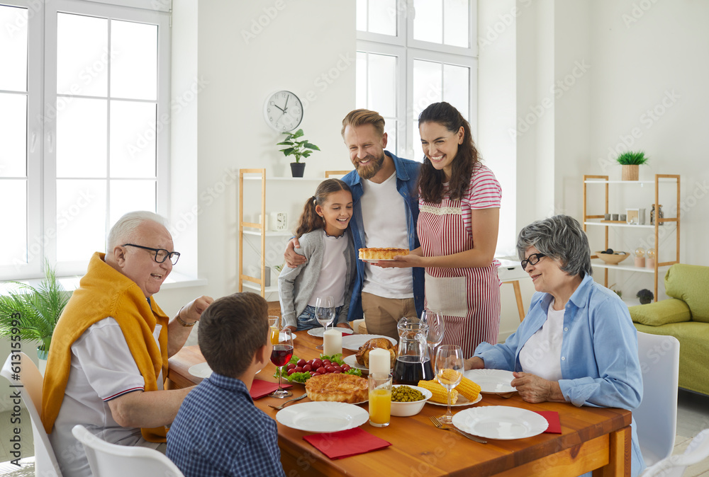 Family Eating Pie