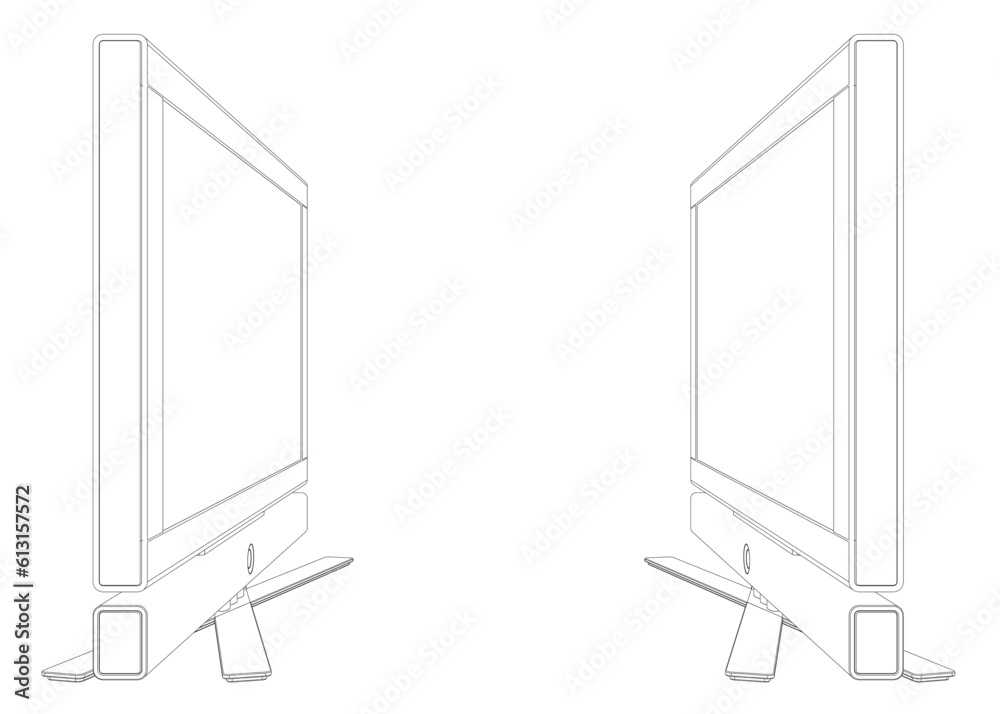 Vector laptop outline. Personal computer in flat style. Desktop ...