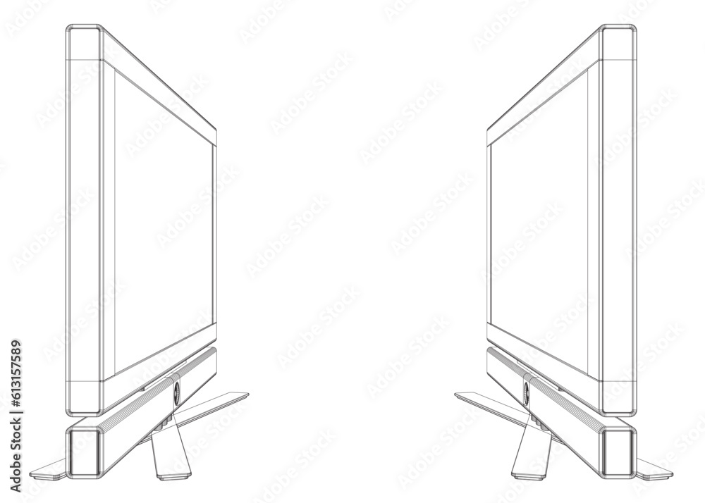 Vector laptop outline. Personal computer in flat style. Desktop ...