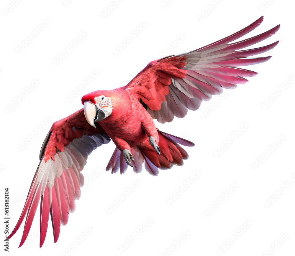 Flying macaw solated on the transparent background PNG. Top view. AI ...