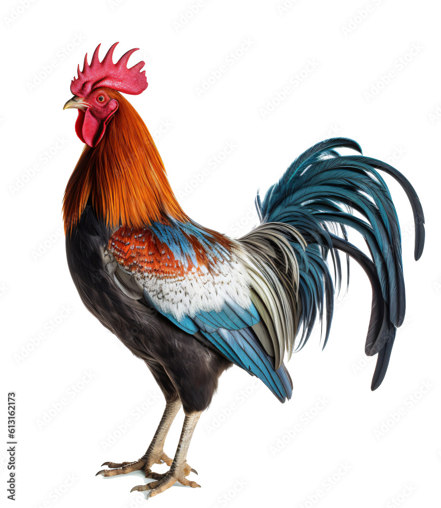 Rooster isolated on the transparent background PNG. Top view. AI ...