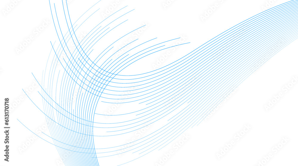 Blue minimal wavy lines abstract futuristic tech background. Vector ...