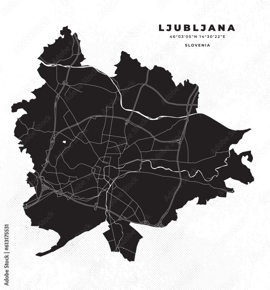 Ljubljana - Slovenia map vector poster flyer Stock Vector | Adobe Stock