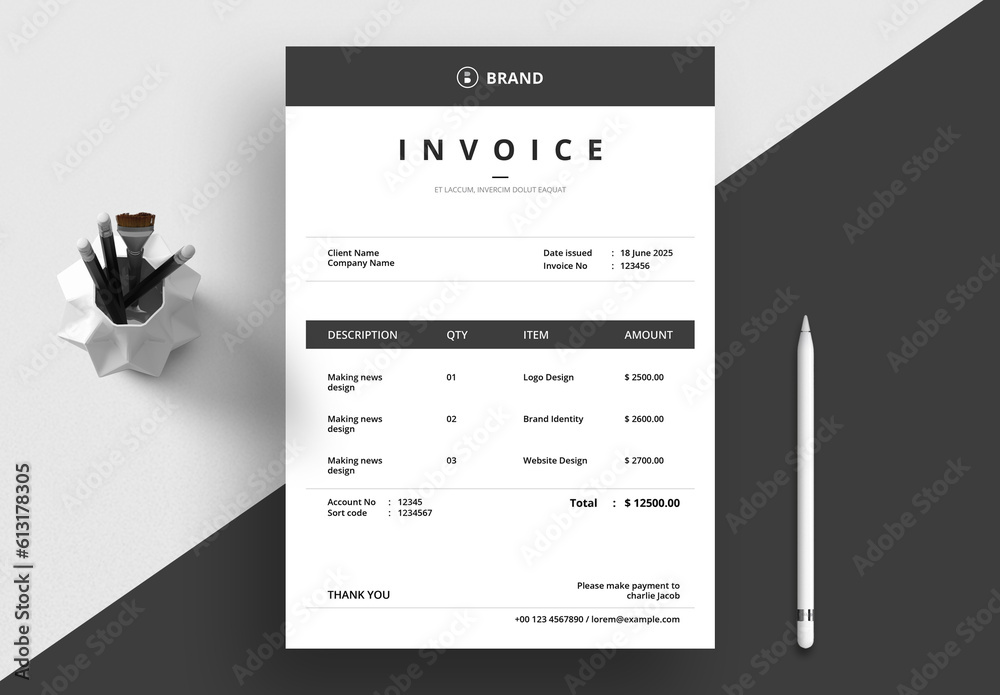 Invoice Template Stock Template | Adobe Stock