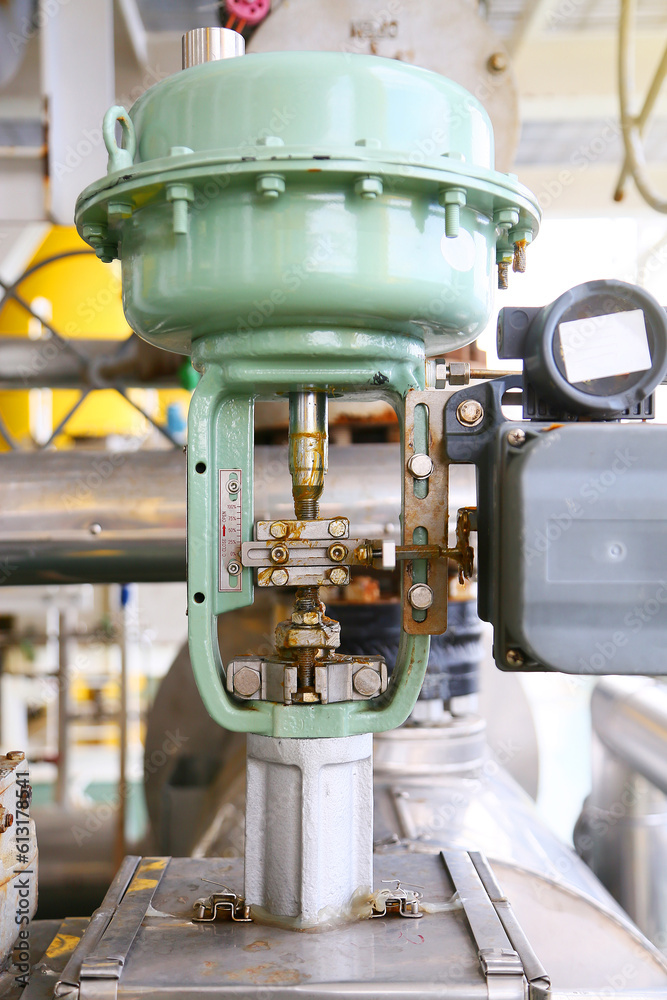 Pressure control valve in oil and gas process and controlled by Program ...