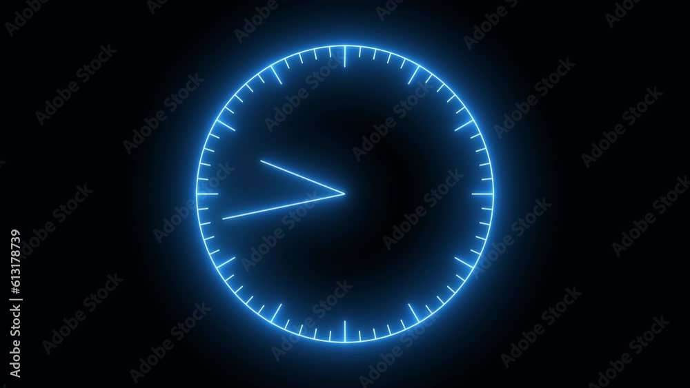 Video animation of analog clock with moving arrows in seamless 12 hour ...