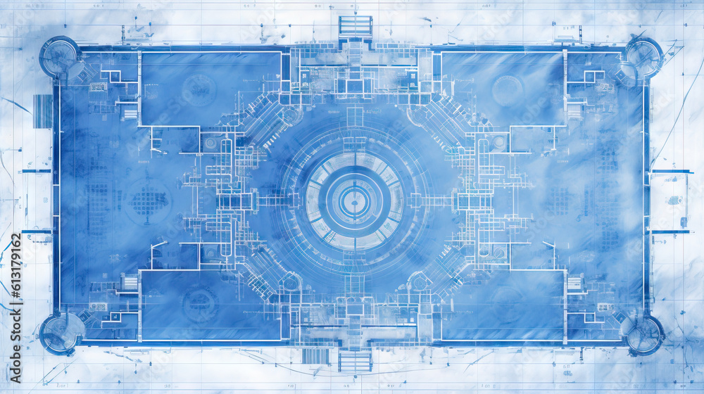 A precise 2D blueprint plan of a building, showcasing architectural ...